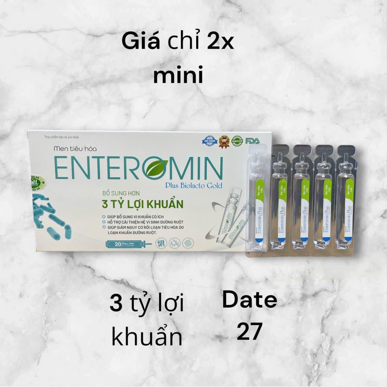men tiêu hoa entero min 20 ống x 10ml- trắng