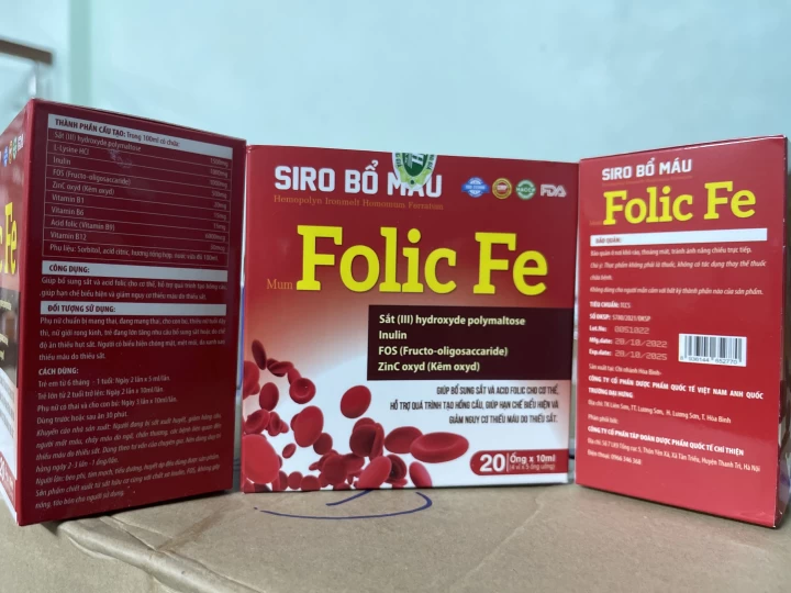 Hộp 20 ống siro bổ máu Folic Fe